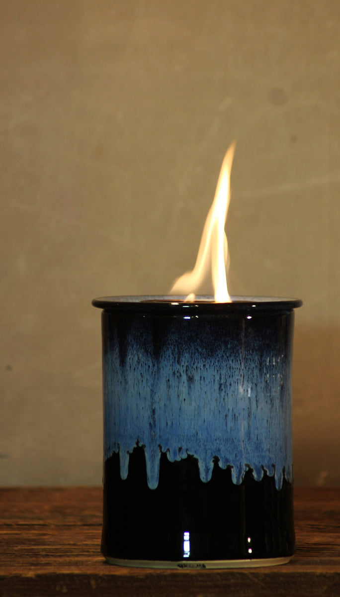 Stoneware Pottery Fire Pot Bowl Outdoor Indoor Safe Midnight Blue ...